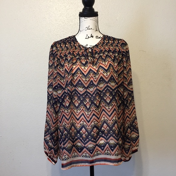 new directions | Tops | New Directions Sheer Zig Zag Top Blouse | Poshmark
